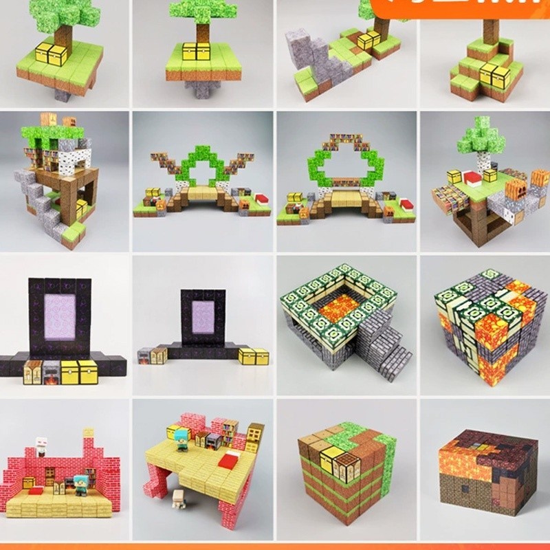 บล็อคตัวต่อแม่เหล็ก รูป Minecraft DIY ขนาด 2 ซม. ของเล่นเสริมการเรียน ...