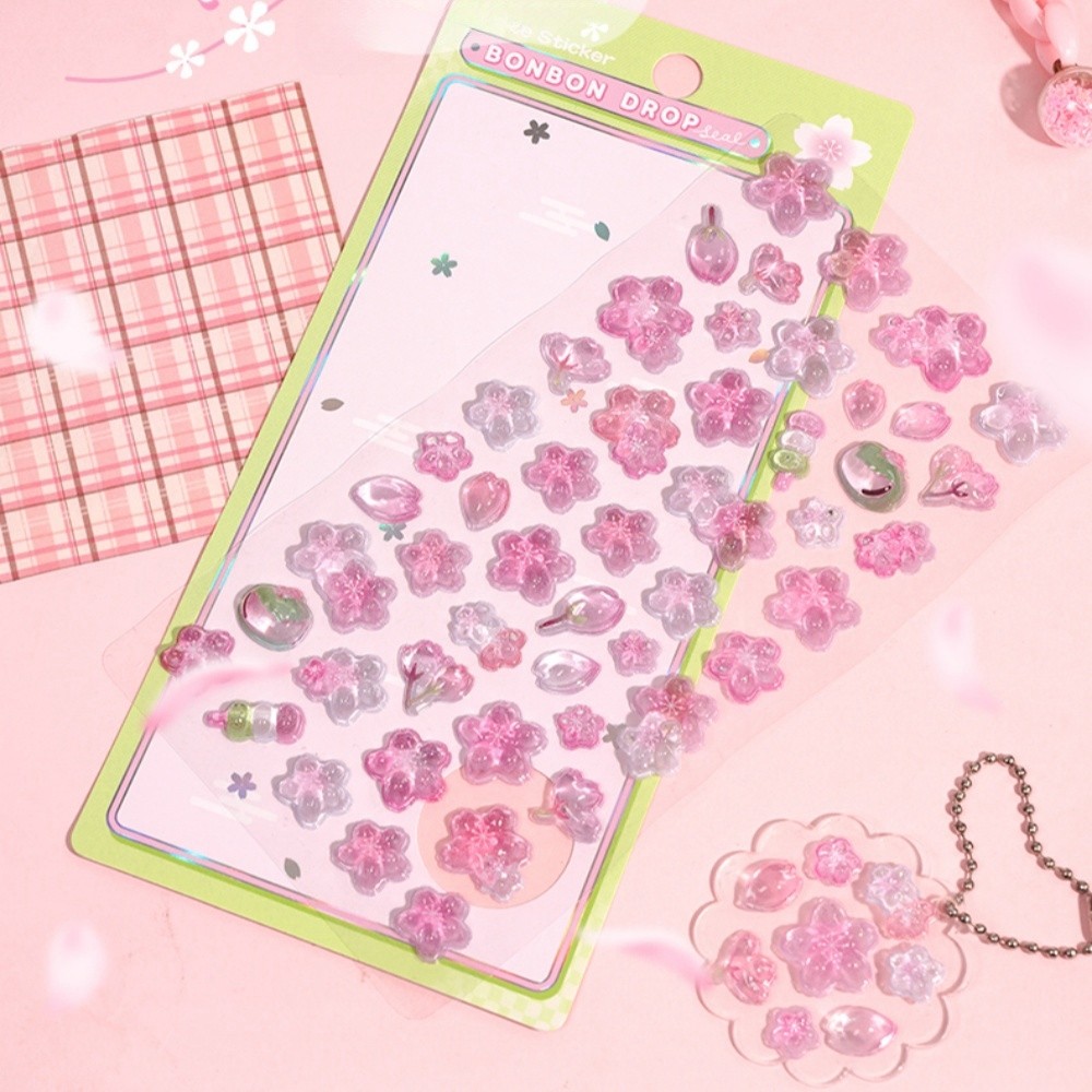 ซากุระสีชมพู Cherry Blossom Drop 3D บรรเทาสติกเกอร์ Scrapbooking Diy ...