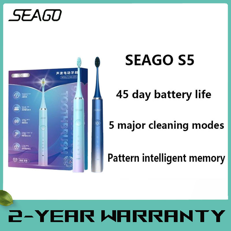 Seago S5 แปรงสีฟันไฟฟ้าหน่วยความจําอัจฉริยะ 5 โหมดทําความสะอาดแปรงสีฟันไฟฟ้า | Shopee Thailand