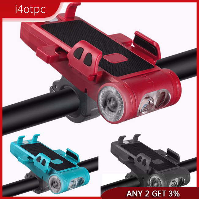 I4otpc 5-in-1 ไฟหน้าจักรยาน Led ปรับความสว่างได้ ที่วางสมาร์ทโฟน ประเภทไฟฉายจักรยานเสือภูเขา ...
