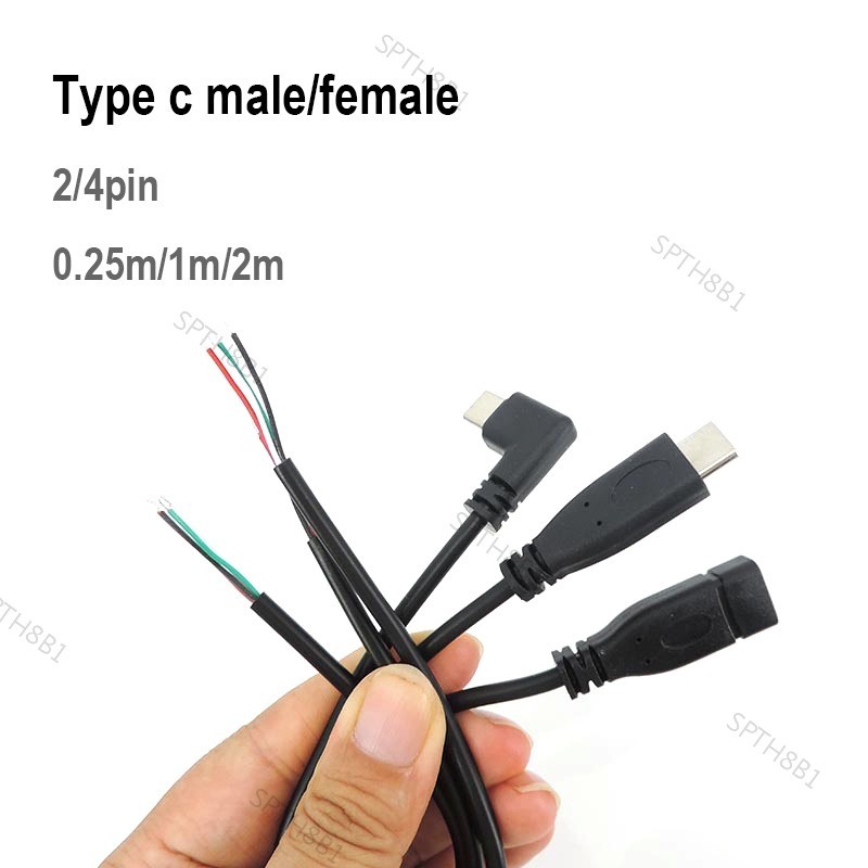 4pcs 2/4 core pin ลวด USB 2.0 ประเภท c ชายหญิงข้อศอก type-c สายเชื่อม ...
