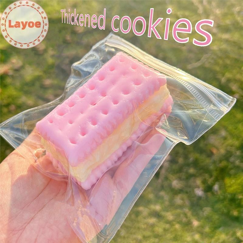 Layoe หนาคุกกี้บิสกิต Taba Squishy Pink Cracker Mochi Squeeze ของเล่น ...