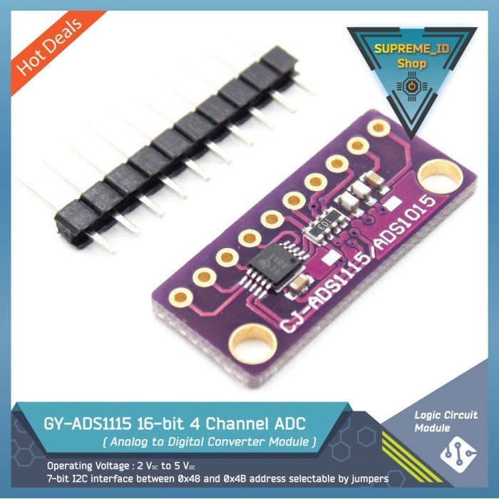 Gy-ads1115 4-Channel 16-bit ADC Analog to Digital Converter Module ...
