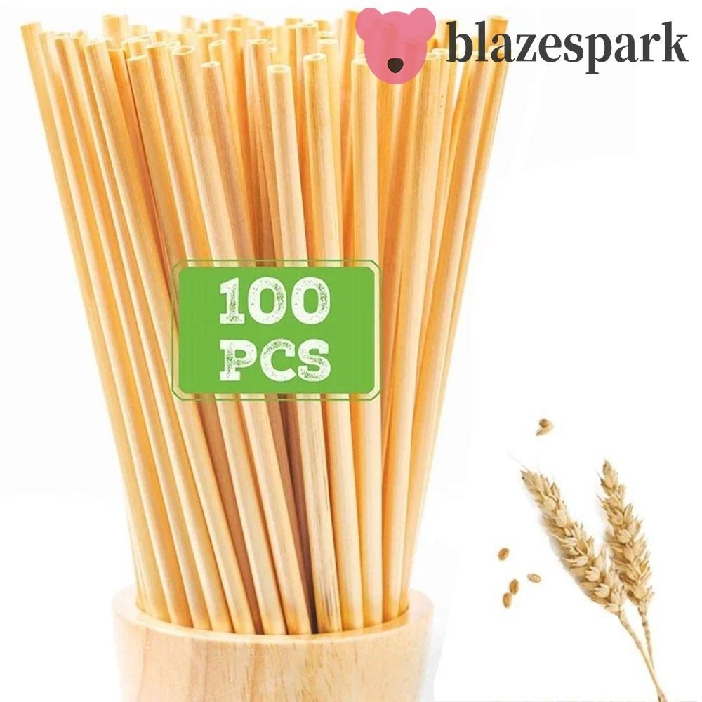 Blazespark 100 ชิ้นฟางข้าวสาลีดื่ม, 20 ซม.ทิ้งหลอดสิ่งแวดล้อม, Party Bar อุปกรณ์เสริมแบบพกพา ...