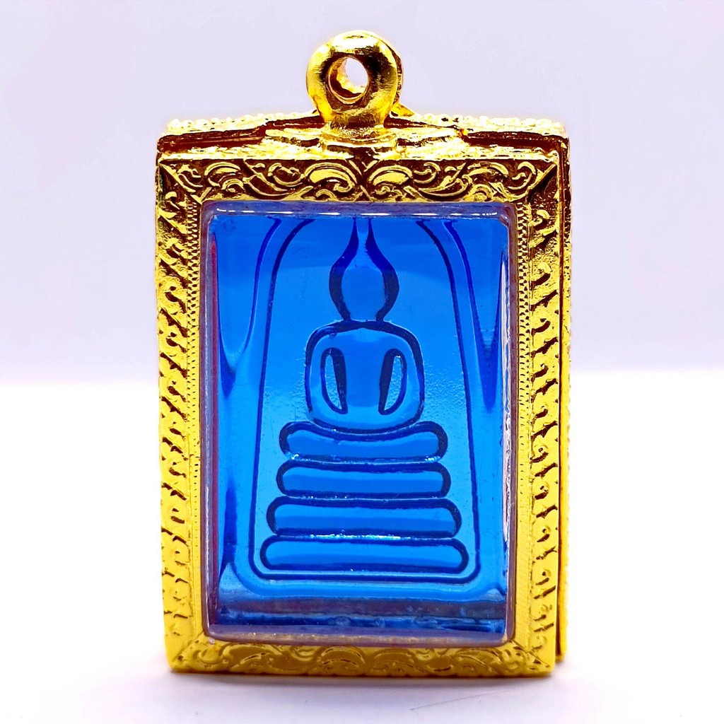 K247 พระสมเด็จ พิมพ์ใหญ่ วัดระฆัง เนื้อแก้ว สีน้ำเงิน ขนาด 3.5X4.5 ซม. ...