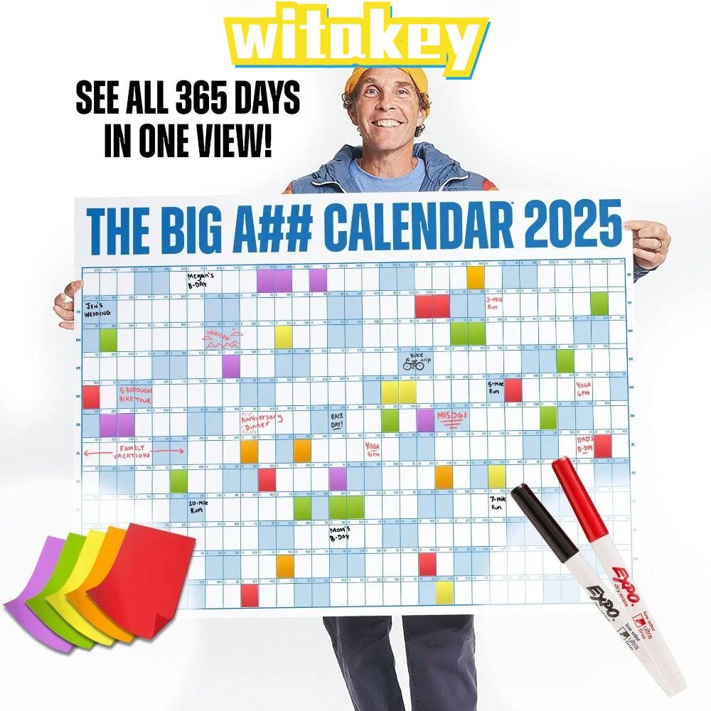 Witakey The Big A## ปฏิทิน, ยักษ์พร้อมปากกาและสติ๊กเกอร์กาว 2025 แผ่นวางแผน, ความเรียบง่าย ...