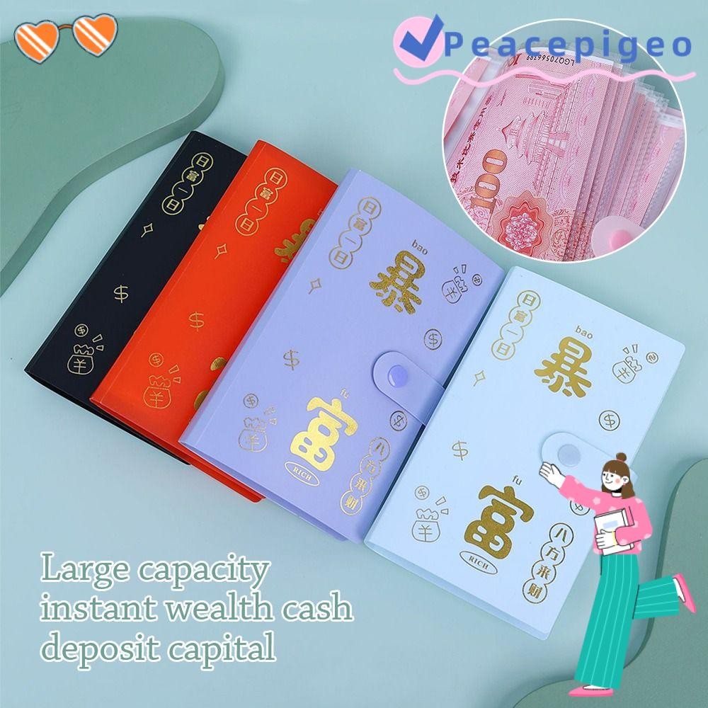 Peacepigeo 100 ซองประหยัดเงิน Challenge รับ Rich Overnight PP Mini Binder Saving Challenge, นํา ...