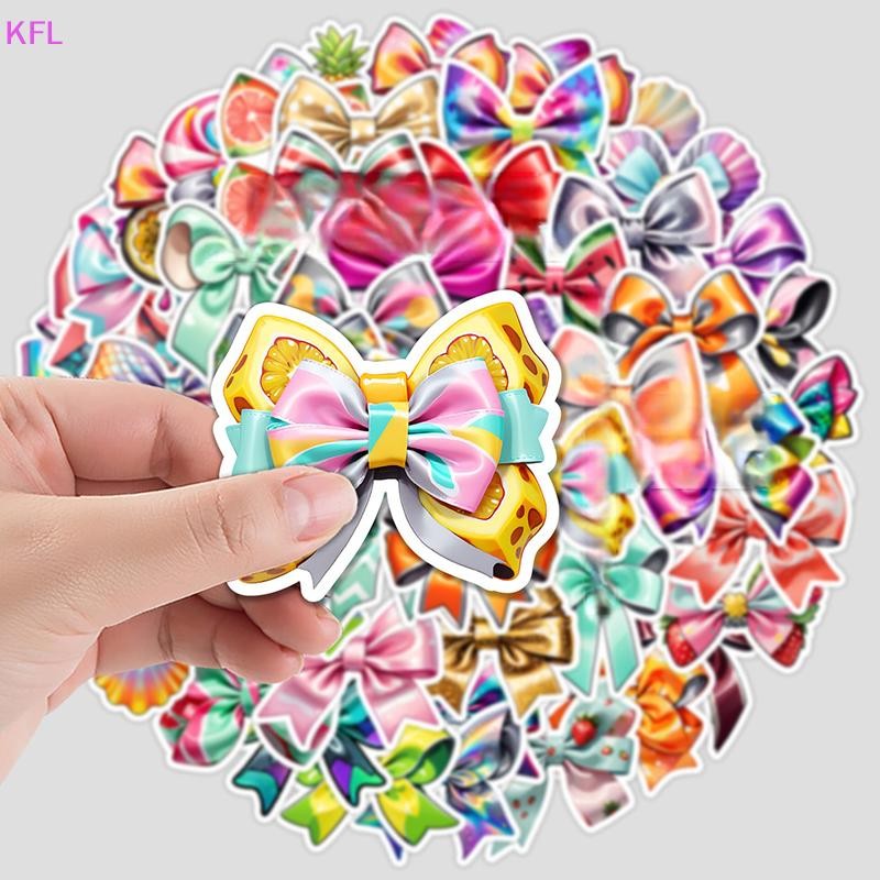 (KFL) 50 ชิ้นที่มีสีสันโบว์ Graffiti สติกเกอร์น่ารักการ์ตูนกันน้ําตก ...