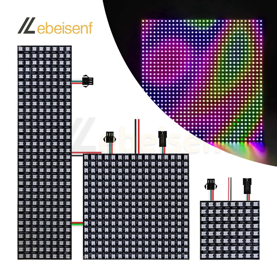 Ws2812b WS2815 RGB LED ดิจิตอลยืดหยุ่นแอดเดรสแผงแถบแสง 8x8 16x16 8x32 ...