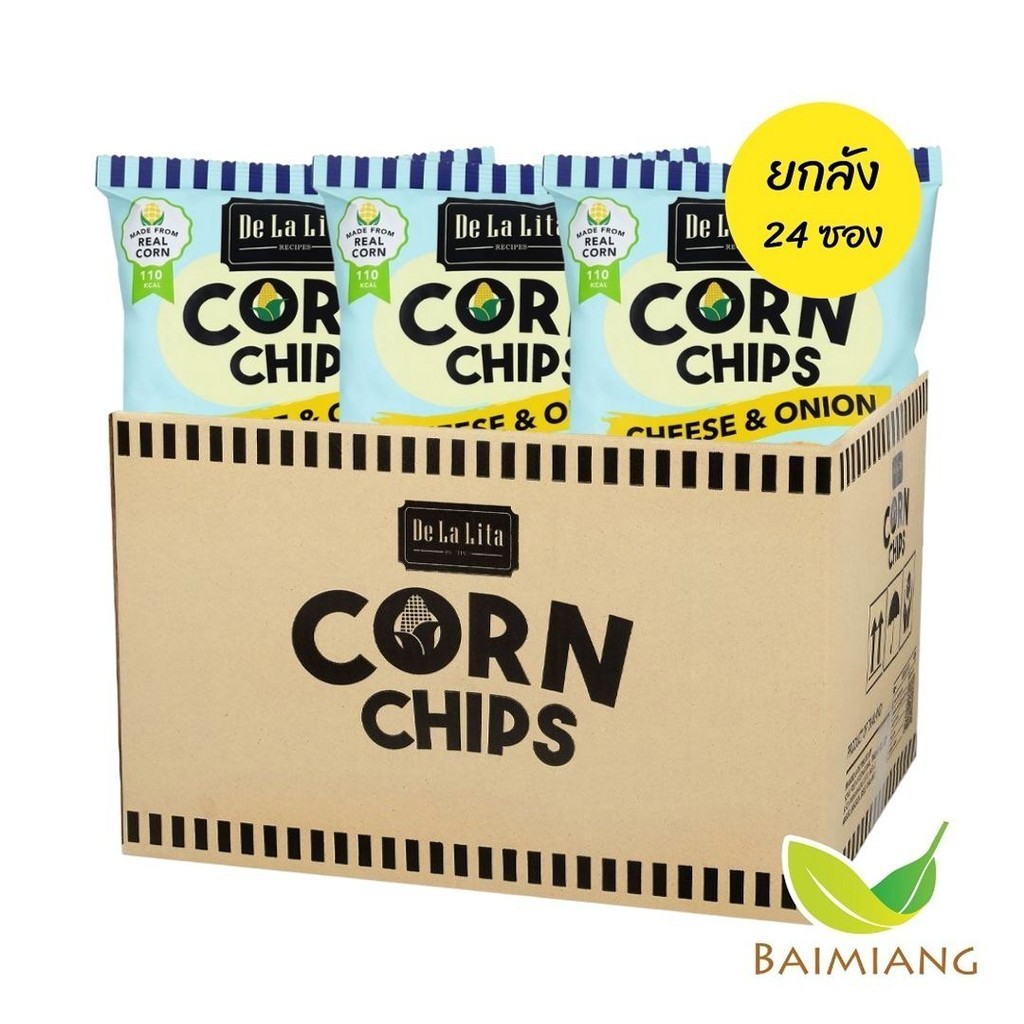 (ยกลัง 24 ซอง) De La Lita Corn Chips เดอลาลิต้าคอร์นชิป รสชีสและหัวหอม ขนาด 25 g. (04425-24 ...