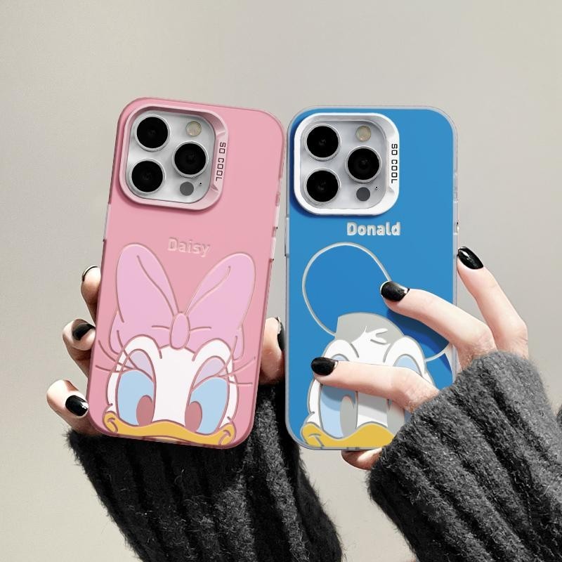 เคส iphone hone IP 11 12 IP 13 14 15plus 13 14 15 PROMAX คนรักเป็ดน่ารัก High end ปุ่มโลหะเคส ...