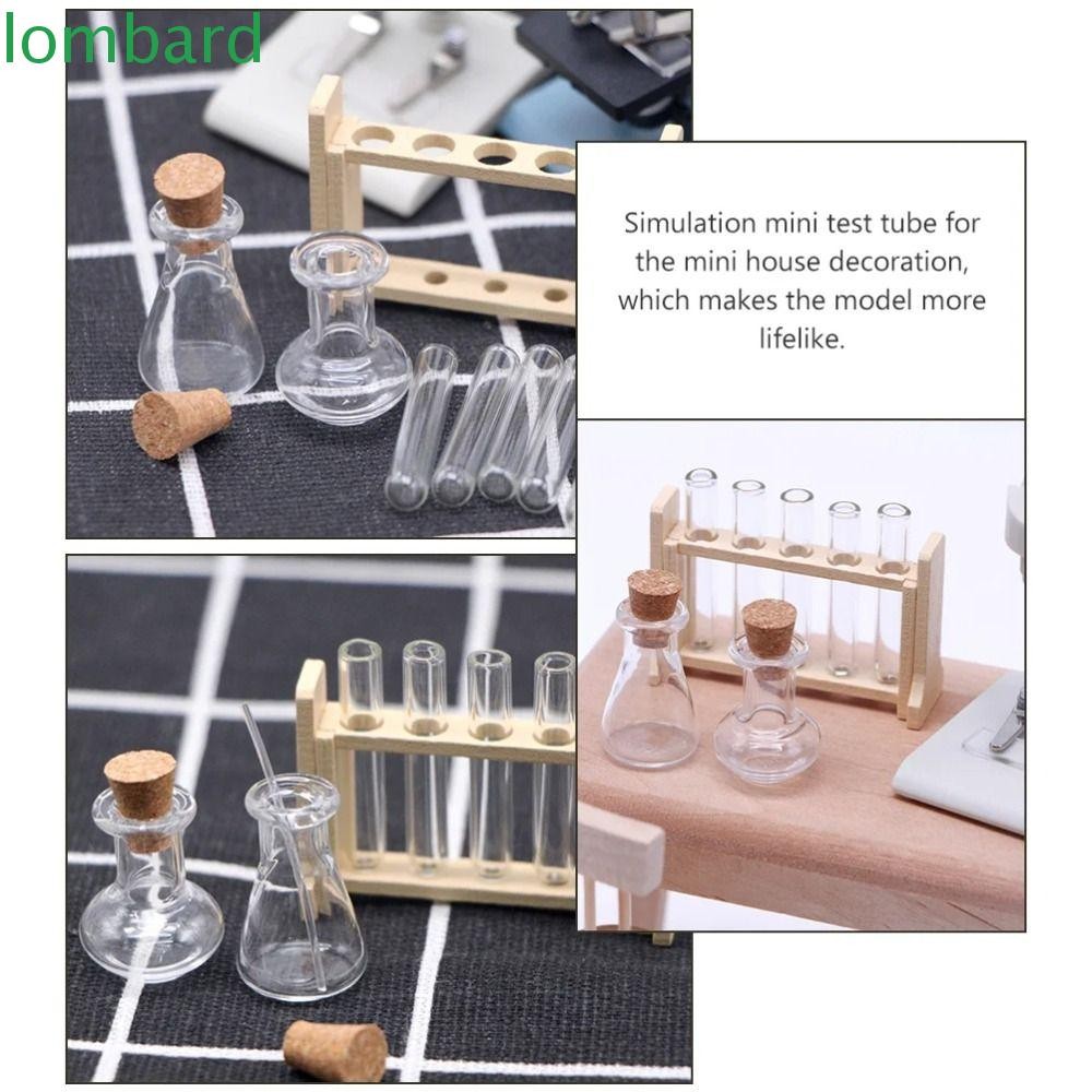 Lombard Dollhouse Mini Glass Test Tube Set, 1:12 Dollhouse พร้อมชั้นวาง ...