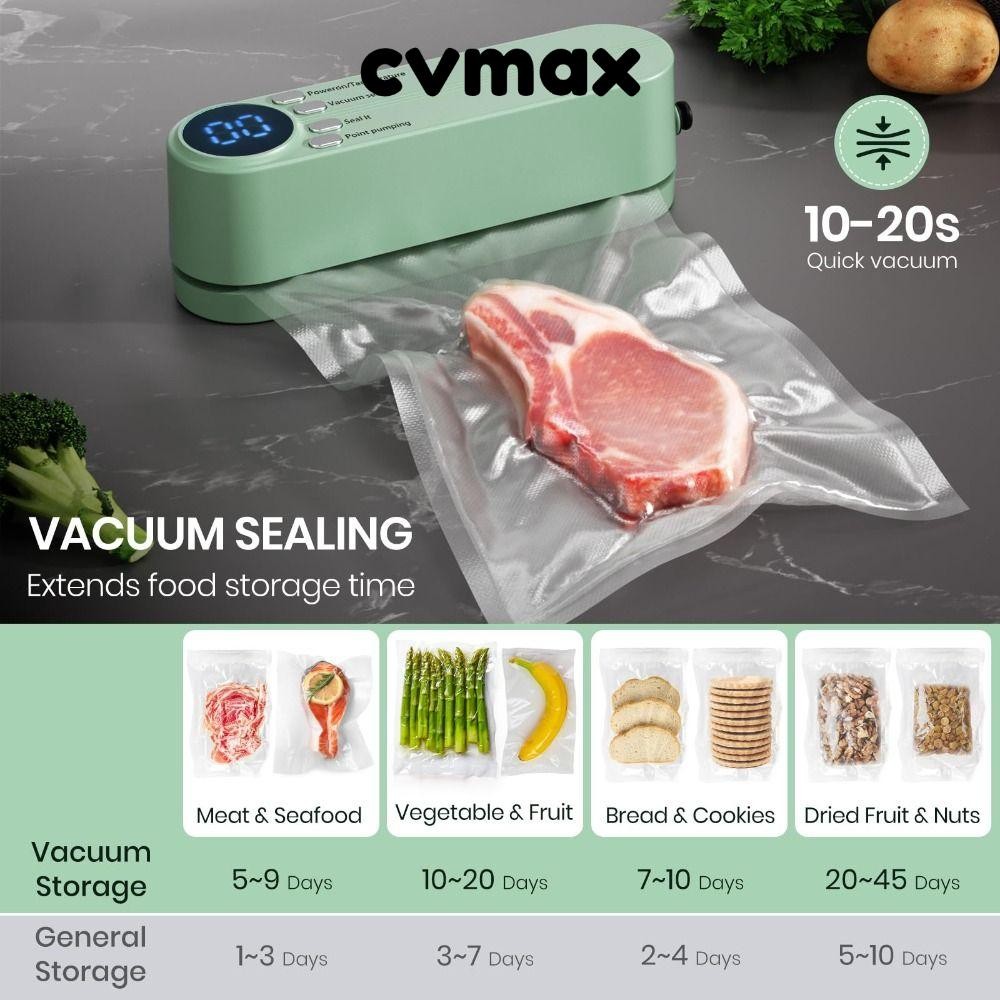 CVMAX เครื่องซีลสูญญากาศ ปั๊มลม ซีลความร้อนแบบชาร์จไฟได้|แบบพกพามินิมือถือ 3-เกียร์โหมดชิป ...