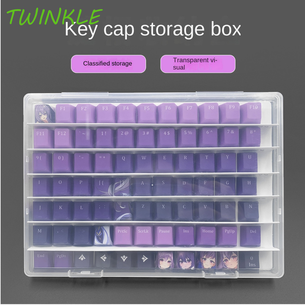 Twinkle1 PC Keycaps กล่องเก็บ, กันฝุ่นด้วยกระดาษ Dividers Clear Keycaps Case, คุณภาพสูง 77 1U ...