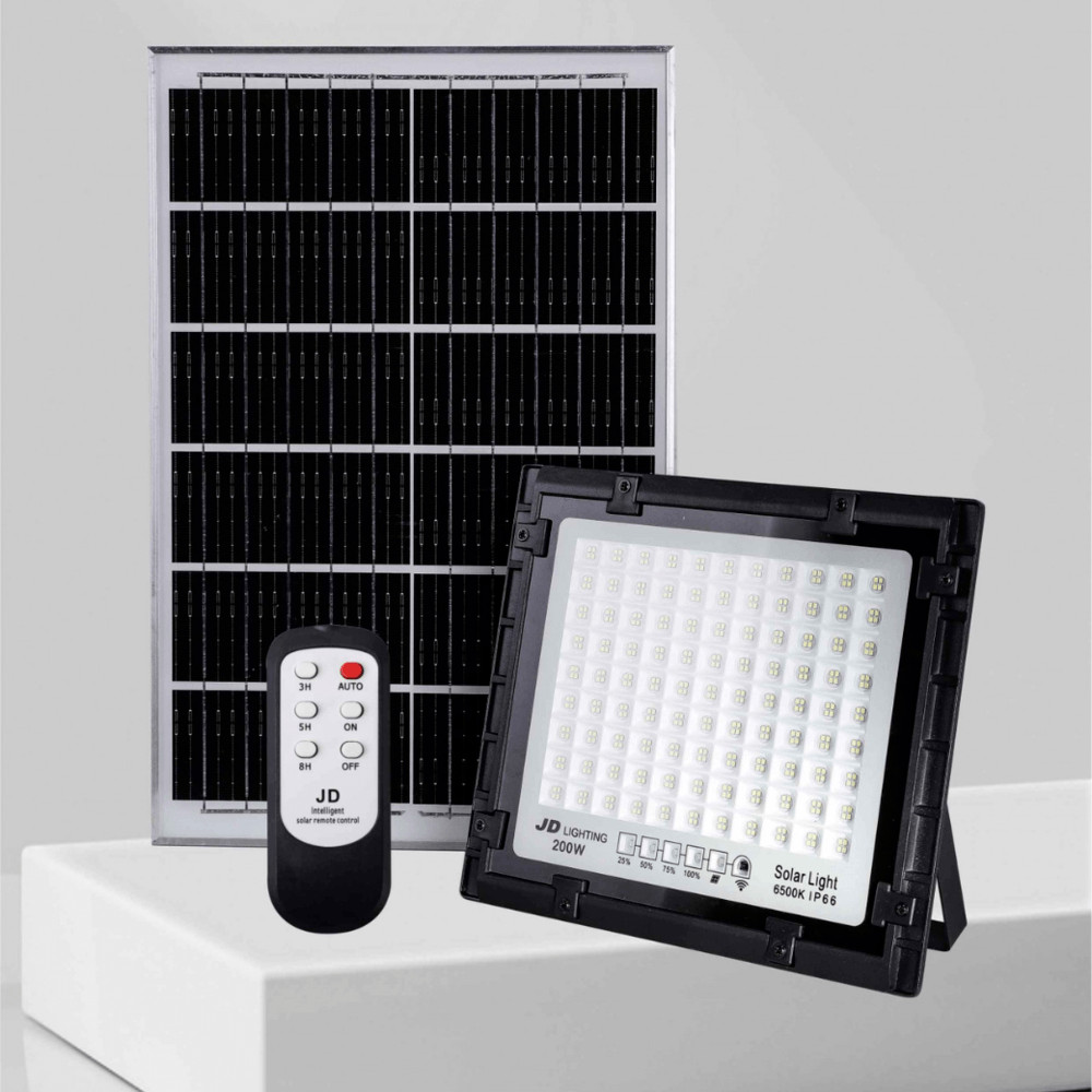 AJuShop โคมไฟสปอร์ตไลท์โซลาร์เซลล์ 200W พร้อมรีโมท รุ่นJTGD-88200D แสง ...