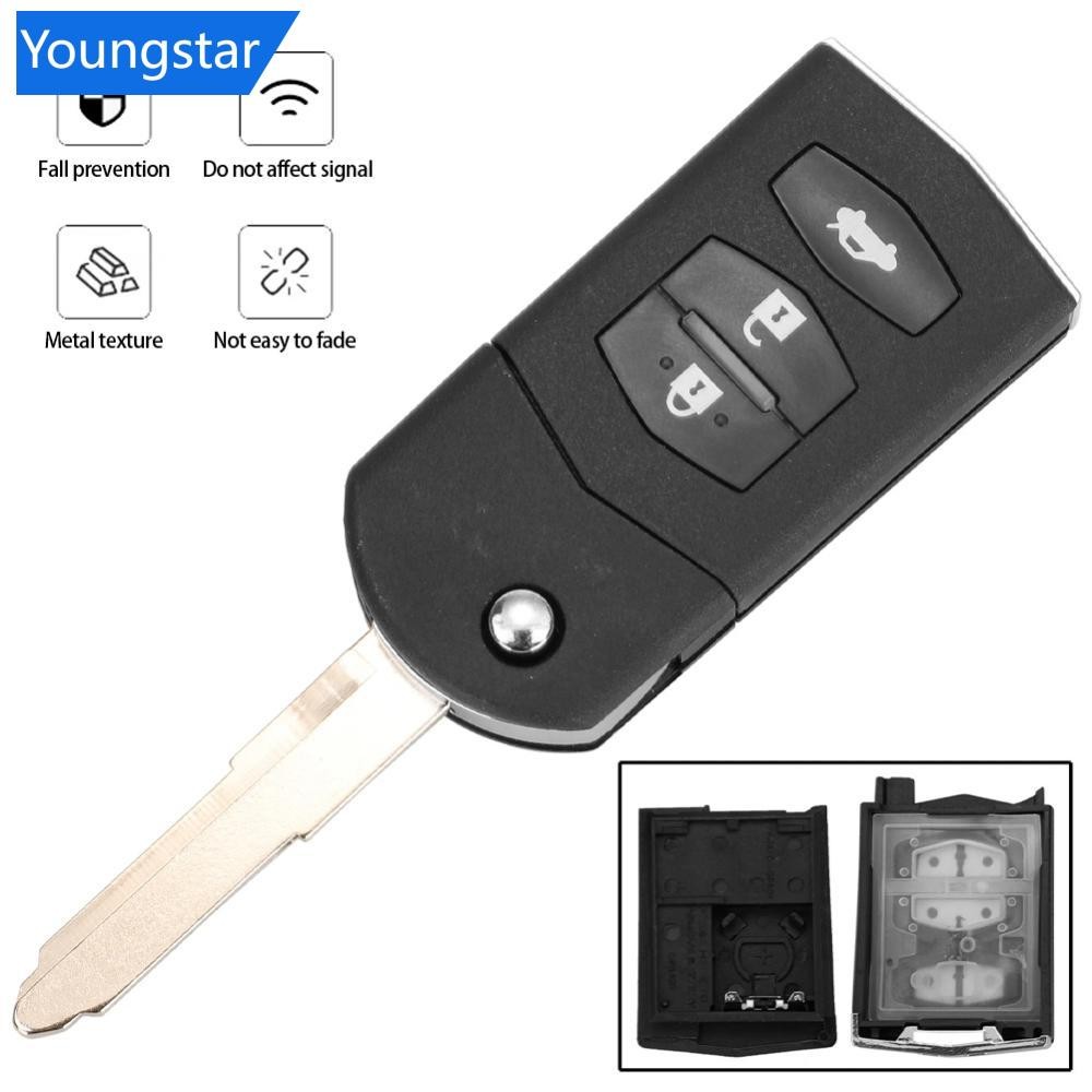 FYY 2/3 ปุ่มรถ Remote Key Fob Shell กรณีพับสําหรับ Mazda 2 3 5 6 CX-7 / CX-9 / MX-5 พร้อม Uncut ...