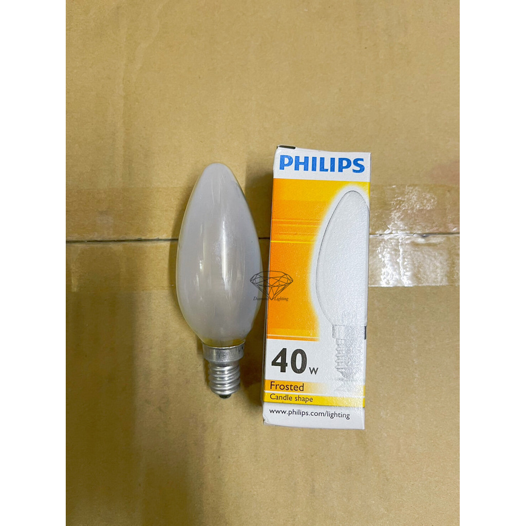 Philips หลอดจำปา หลอดไส้ หลอดโคมไฟแก้วฝ้า 40w E14 Philipsใช้ร่วมกับ ...