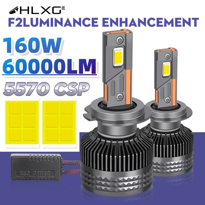Hlxg H7 LED 160W 60000LM แคนบัสไม่มีข้อผิดพลาดไฟตัดหมอก 5570 CSP H11 H1 H8 H9 HB3 HB4 HIR2 H4 ไฟ ...
