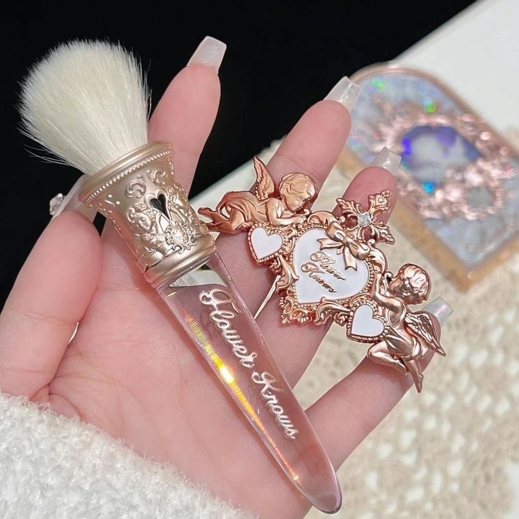️ Flower Knows Little Angel Blush Brush Dot Color Brush ขนสัตว์นุ่มปุย ...