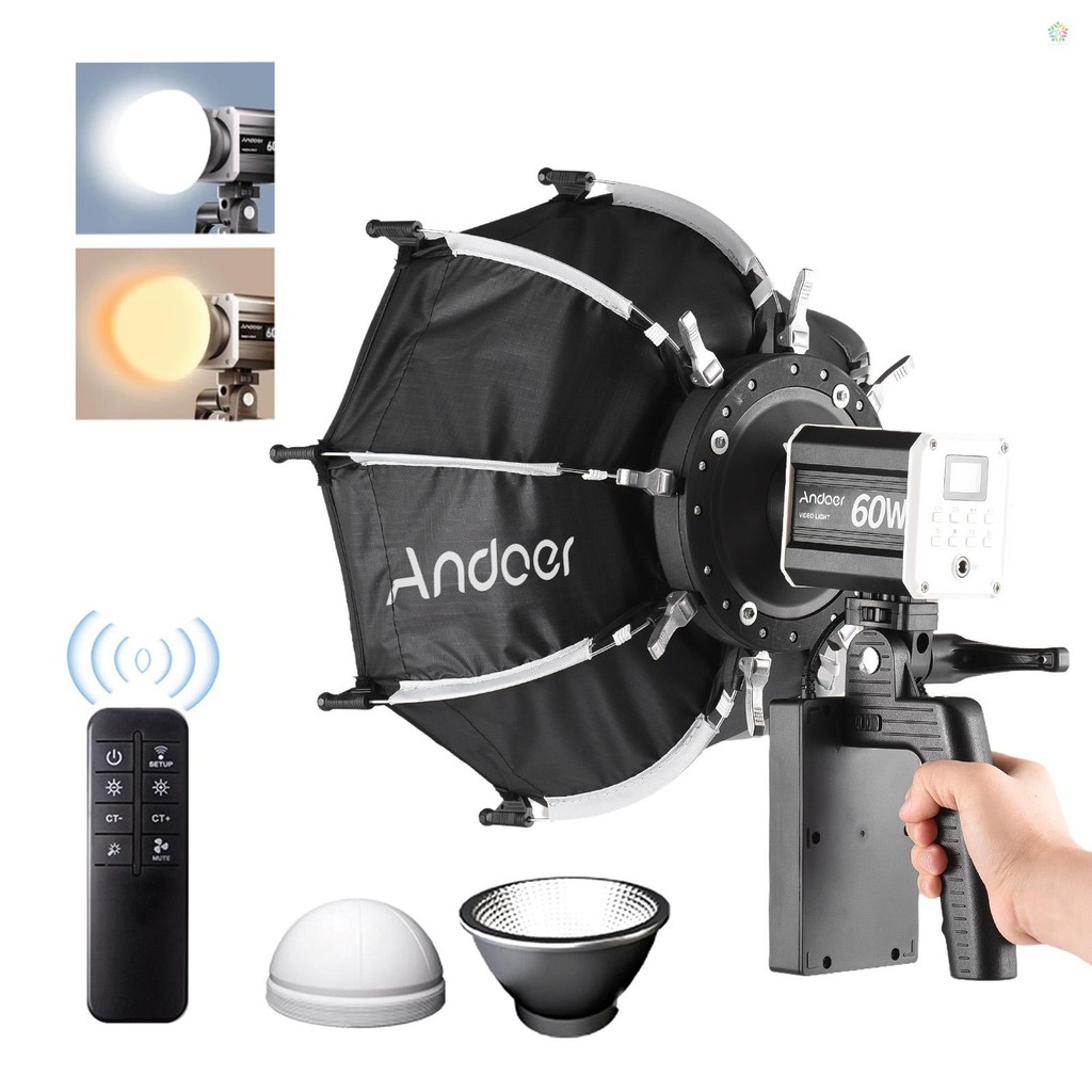 Andoer 60W แบบพกพา LED Video Light COB การถ่ายภาพ 2800K-6800K หรี่แสง ...