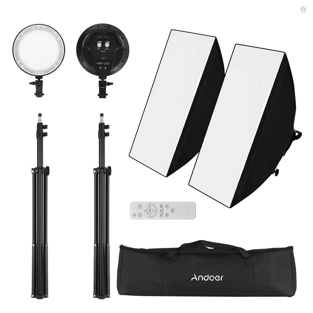 Andoer Professional Studio การถ่ายภาพ Softbox ชุดไฟ LED รวม 50*70 ซม. ...