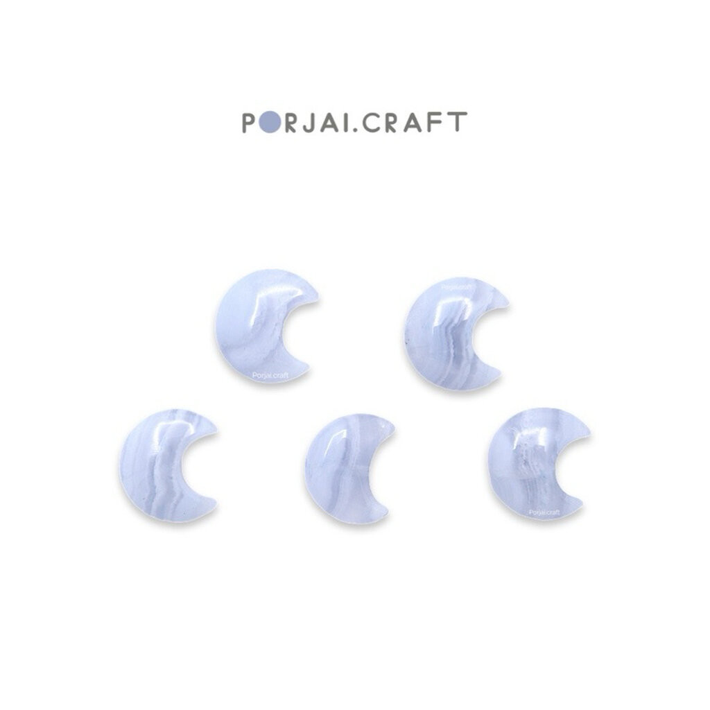 Blue Lace Agate Moon Beads ลูกปัดพระจันทร์บลูเสซอาเกต | Shopee Thailand
