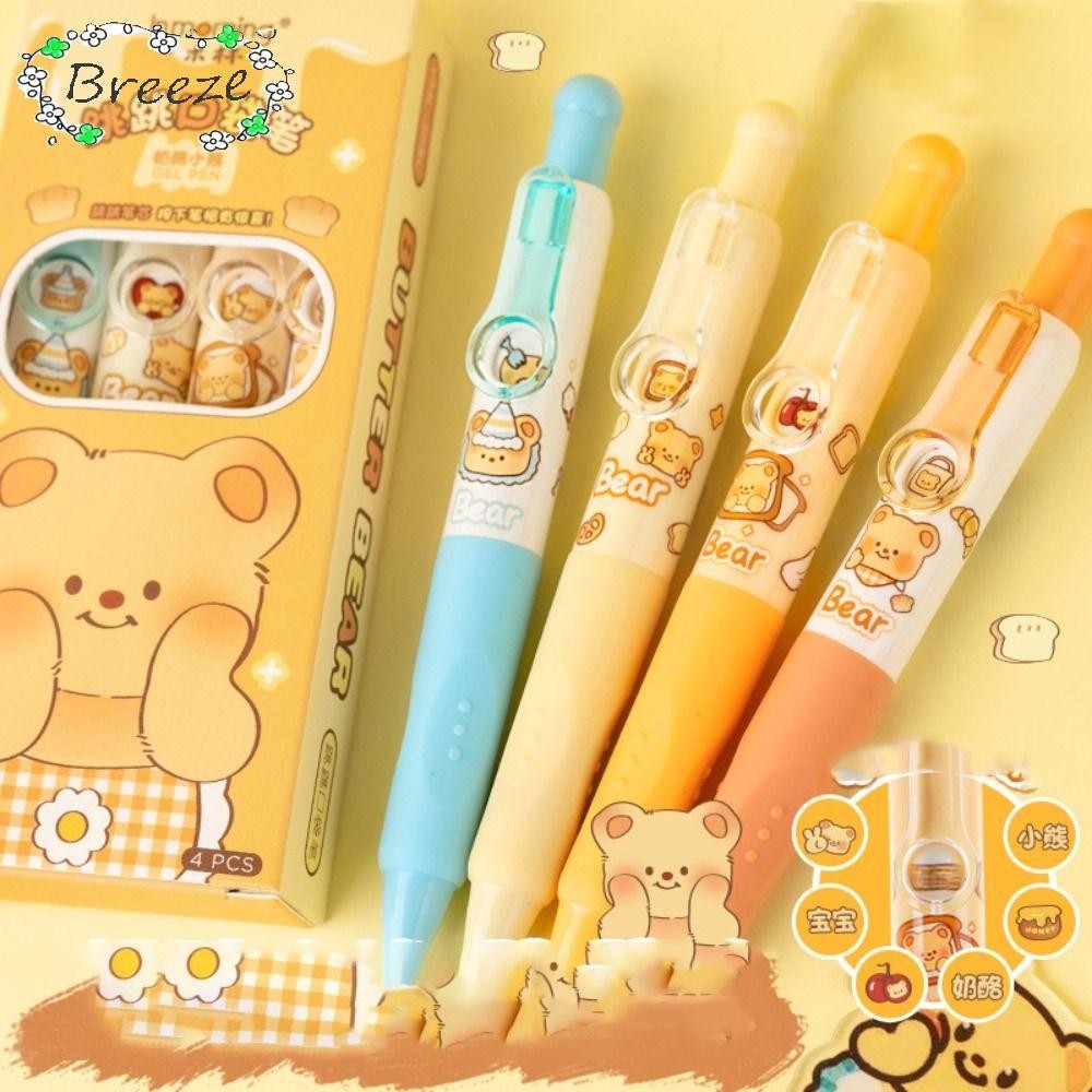 Breeze Butter Bear Gel Pen, Face Changing Mini Press Pocket Pen, ปากกา ...