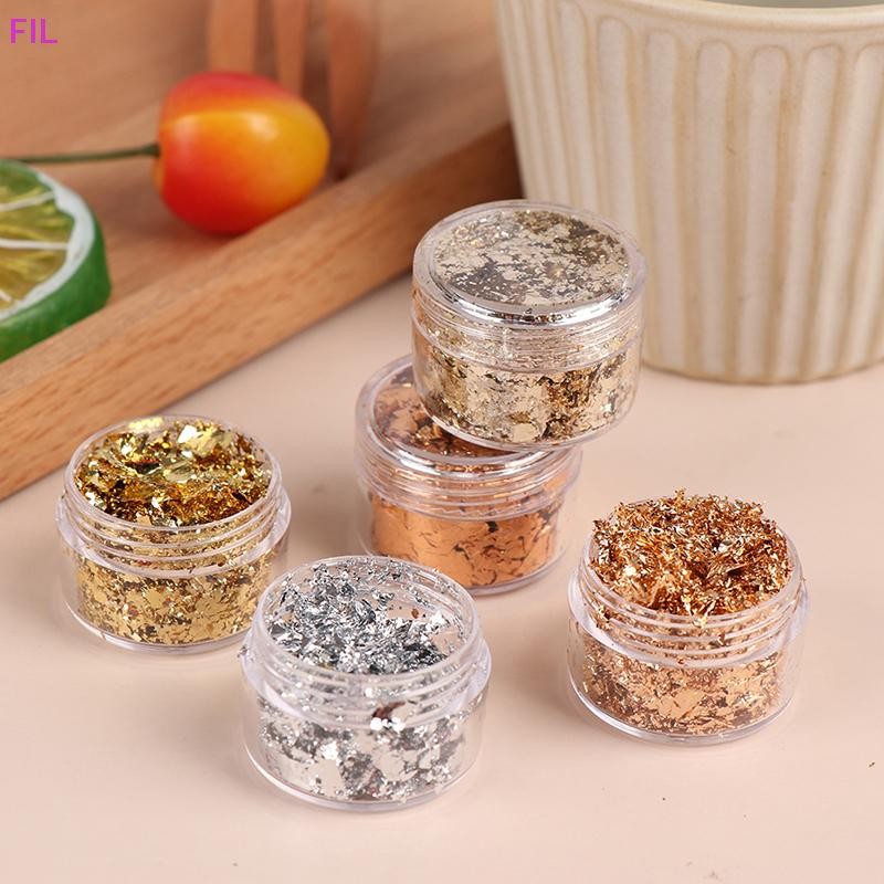 Fil Gold Leaf Flakes Gold ฟอยล์ภาพวาด Art Nail Decor กระดาษฟอยล์เรซิน ...