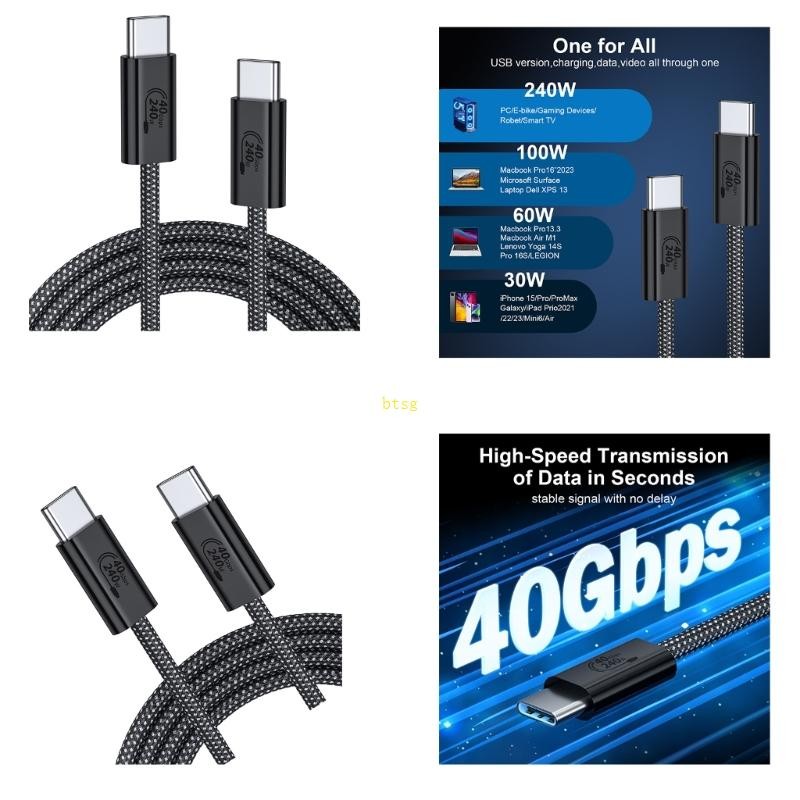 Bt 240W Power Delivery USB C ถึง USB C Data Line สําหรับพอร์ต Type-C ...
