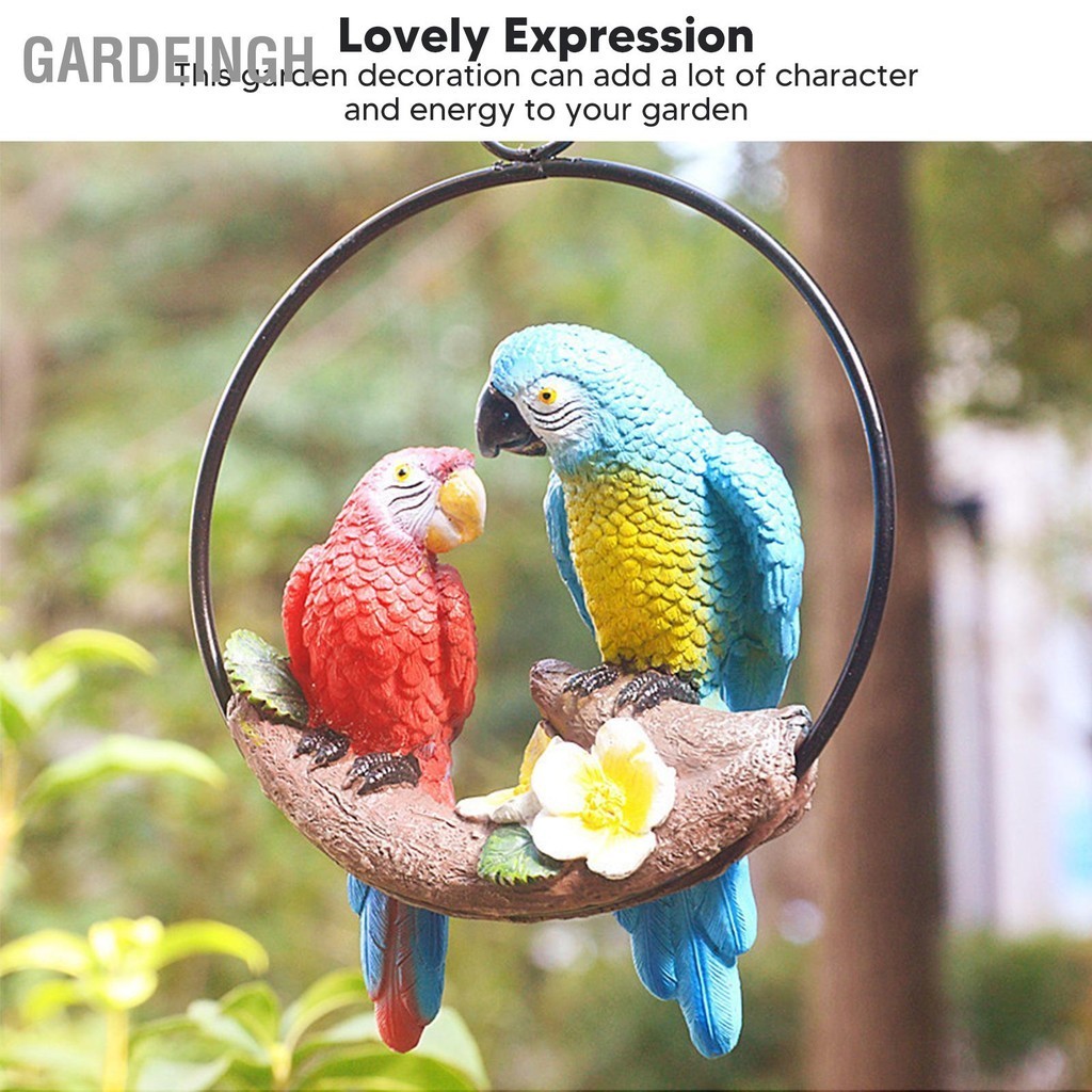 GardeingH สวนแหวนเหล็กจี้นกแก้วเรซิ่นนกหัตถกรรม Courtyard ตกแต่งระเบียง ...