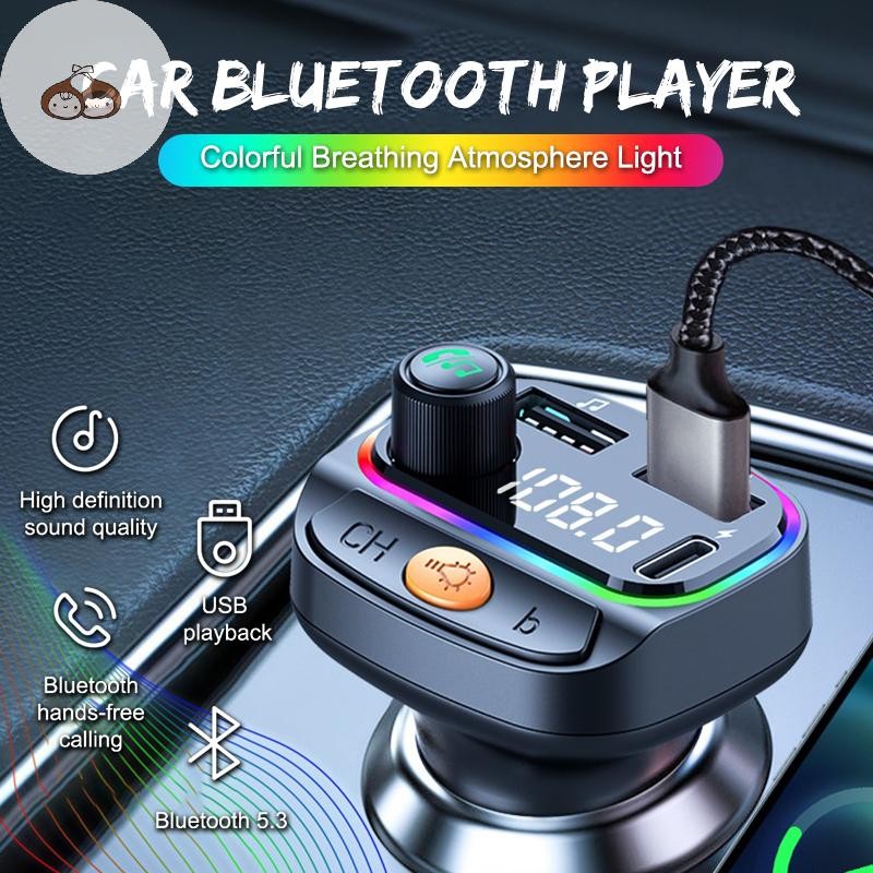 Bef 5.3 รถเครื่องส่งสัญญาณ FM Dual USB Type C รถ Fast Charger Mp3 ผู้ ...