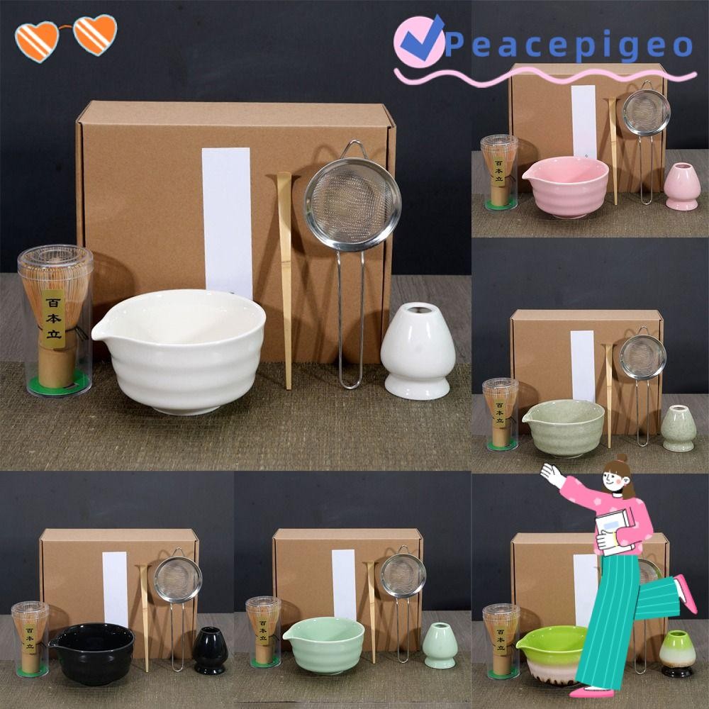 Peacepigeo 5 ชิ้น Matcha Whisk ชุด,ไม้ไผ่เซรามิคพร้อม Spout ญี่ปุ่นชุดชามัทฉะ,แบบดั้งเดิมเกรด ...
