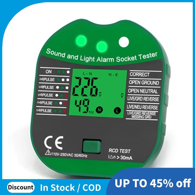 จอแสดงผลดิจิตอล Buzzing Socket Tester แรงดันไฟฟ้า RCD Test เครื่องตรวจ ...