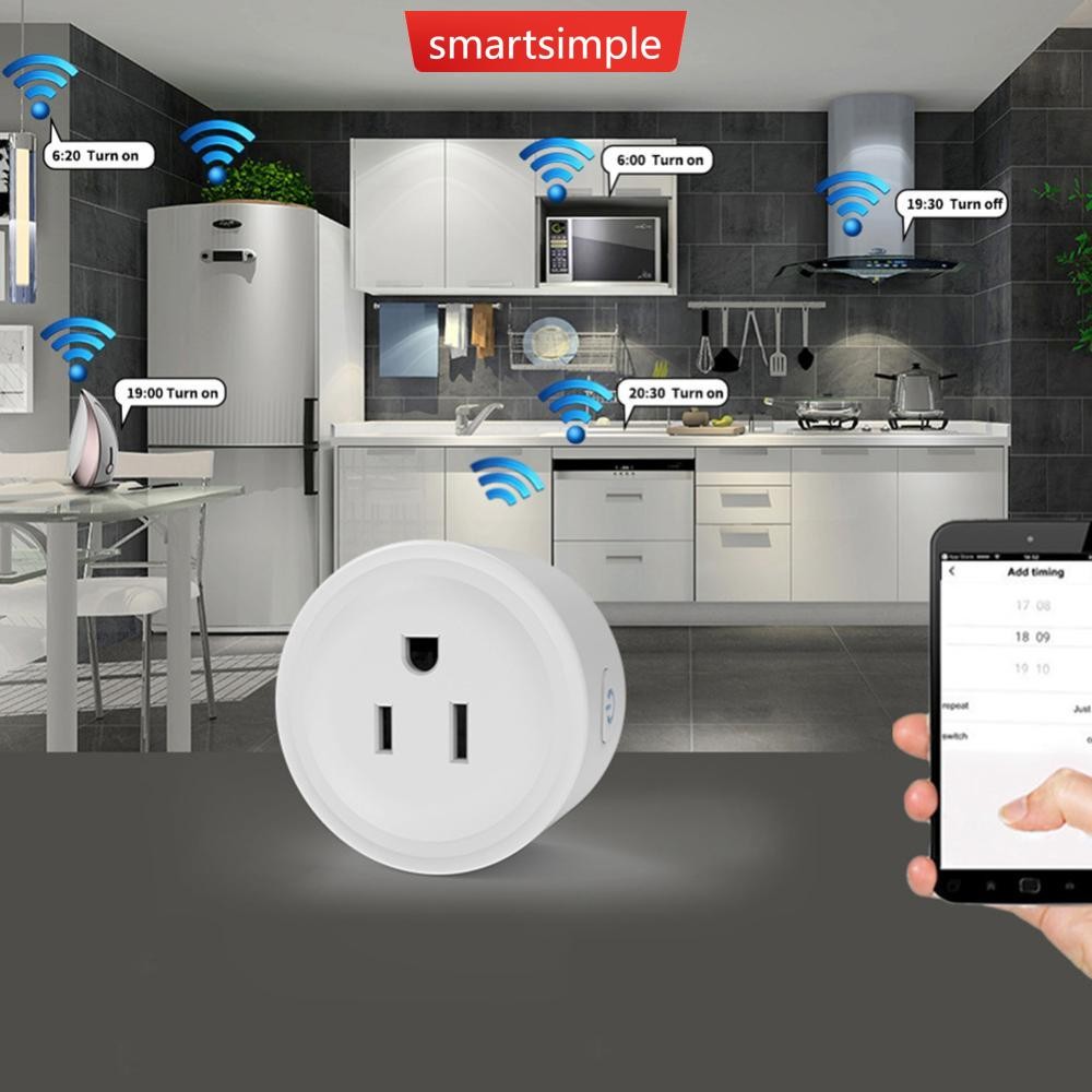 Smartsimple สมาร์ทปลั๊ก 10A WiFi US Outlet ซ็อกเก็ต 100-240V จับเวลา ...