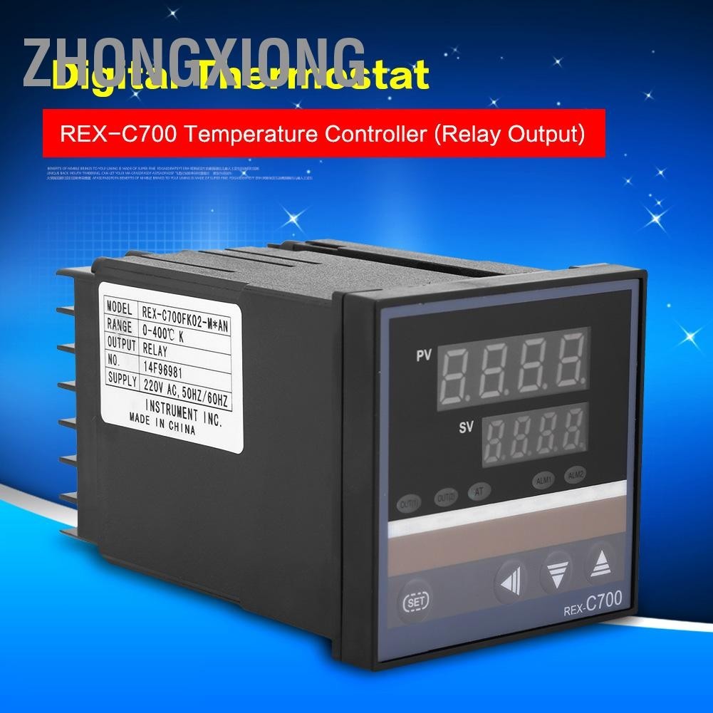 ZhongXiong REX-C700 0-400 ℃ Digital PID ตัวควบคุมอุณหภูมิเทอร์โมคัปเปิลอินพุตรีเลย์เอาต์พุต 220V ...