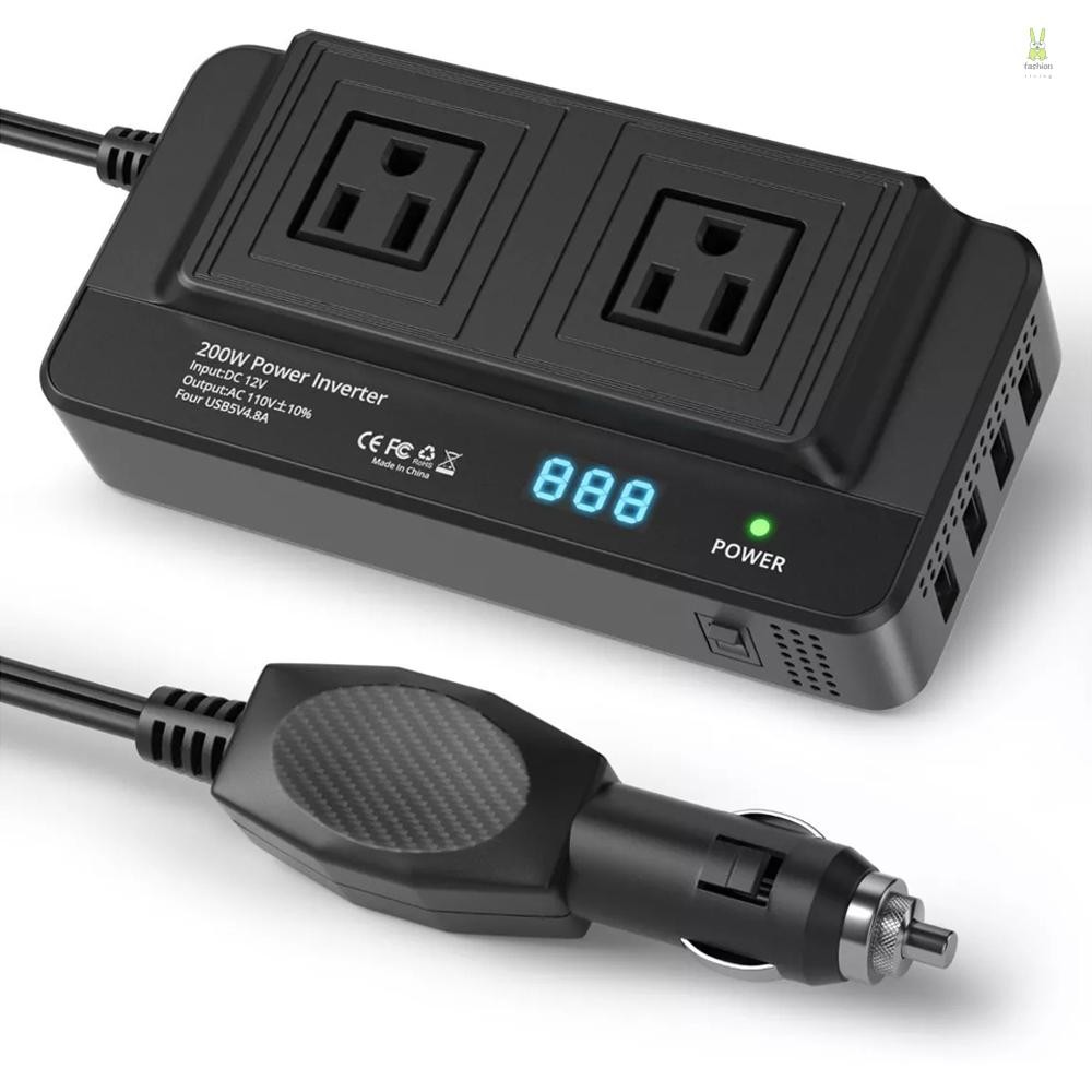 200w รถอินเวอร์เตอร์ 12V ถึง 110V ดัดแปลง Sine Wave Power Converter ...