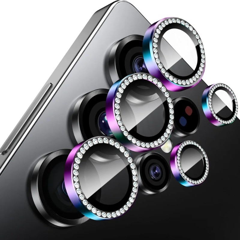 Samsungs25 S25Ultra S25 + S25U S24U 9H Glitter เพชรโลหะเลนส์กล้องฟิล์มกระจกนิรภัยสําหรับ Samsung ...
