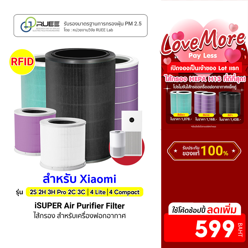 [ลดเหลือ 479] iSUPER ไส้กรอง HEPA สำหรับ Xiaomi Air Purifier Filter 2C ...