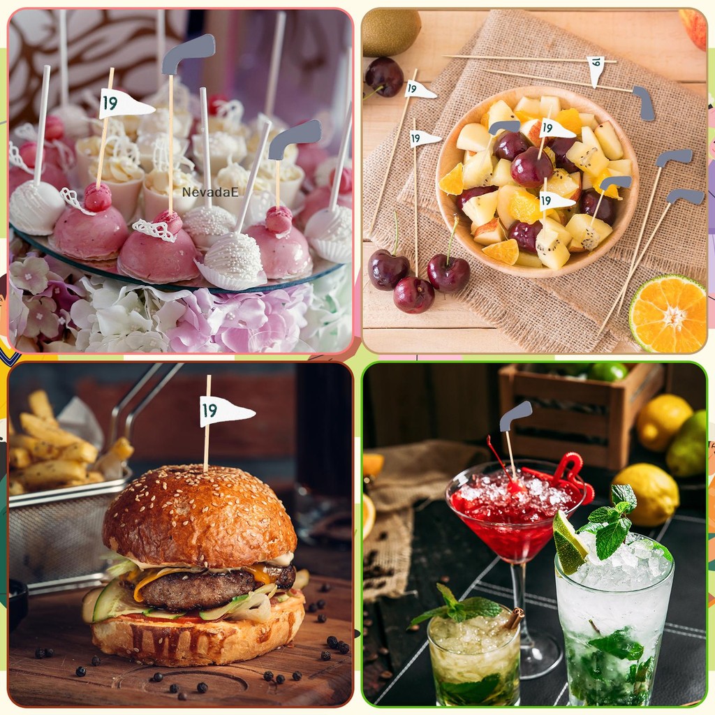 Nd 500PCS Golf Cocktail Picks 4.7 "ไม้ไผ่กอล์ฟไม้จิ้มฟันธงกอล์ฟค็อกเทล ...