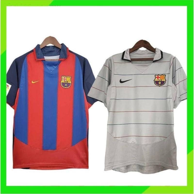 03-04 Barcelona Home Retro Soccer Jersey Football RONALDINHO #10 ...