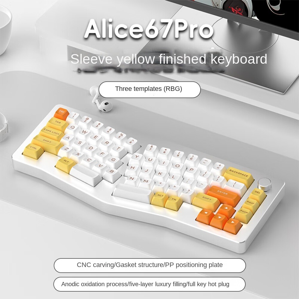 Monka Alice67Pro ชุดปะเก็นคีย์บอร์ดไร้สาย สามโหมด | Shopee Thailand