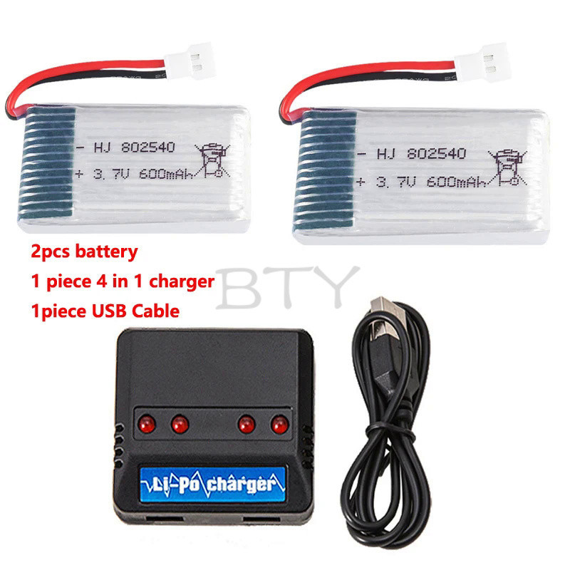 BTY 3.7V 802540 RC Helicopter Battery with 4 in 1 Charger For Syma X5 ...