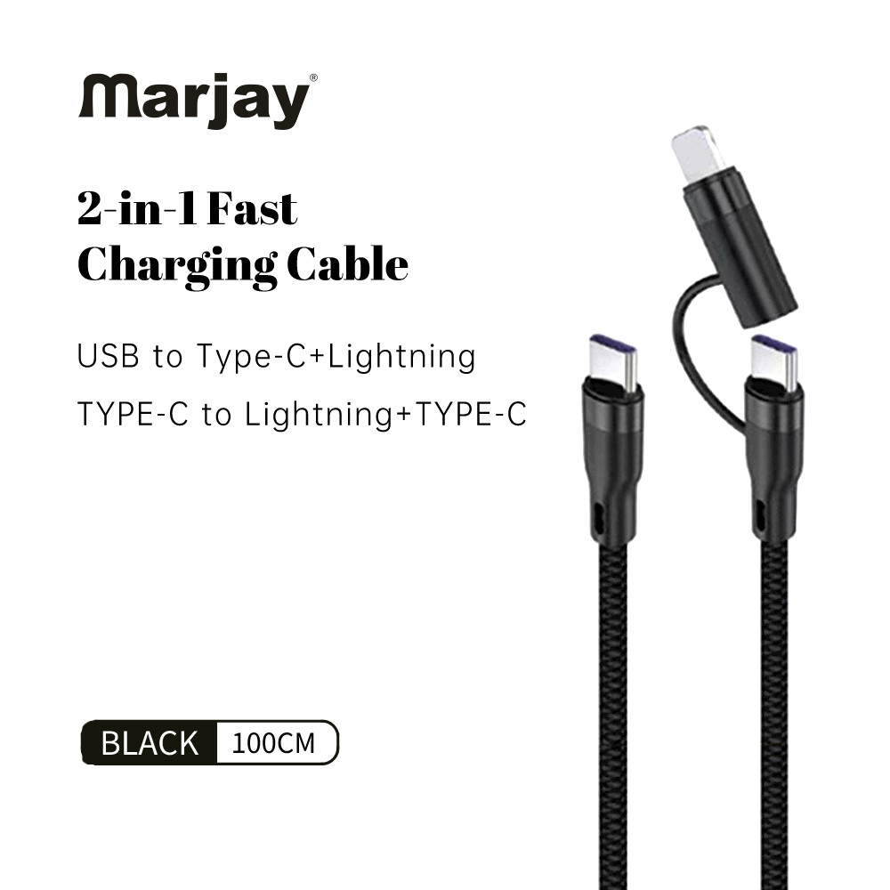 Marjay 2-in-1 สายชาร์จ PD แบบถัก 20W 6A ชาร์จเร็ว | Shopee Thailand