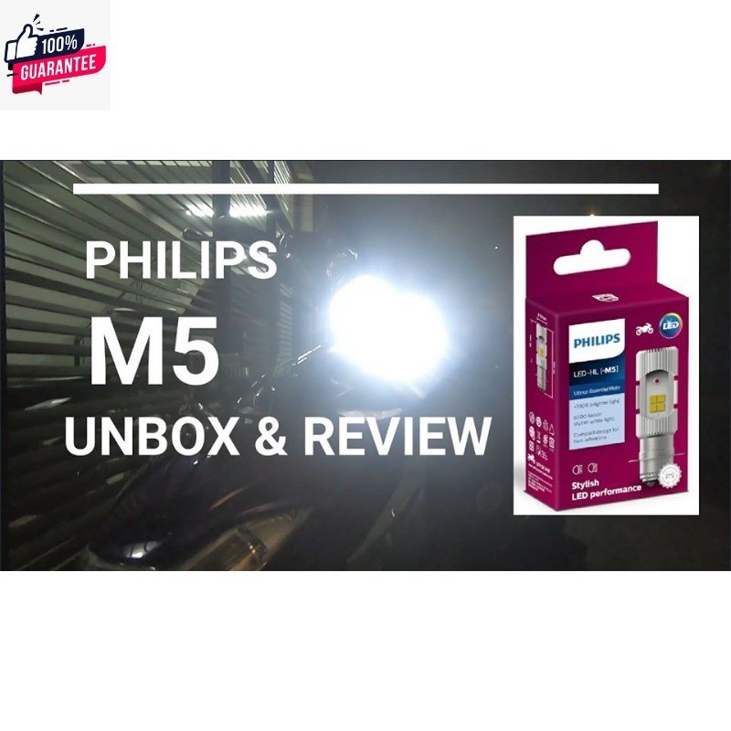 หลอดไฟหน้า LED PHILIPS ฟิลิปส์ M5 / T19 Ultinon Essential Moto LED 12V/6W DC กล่องม่วง แสงขาว ...