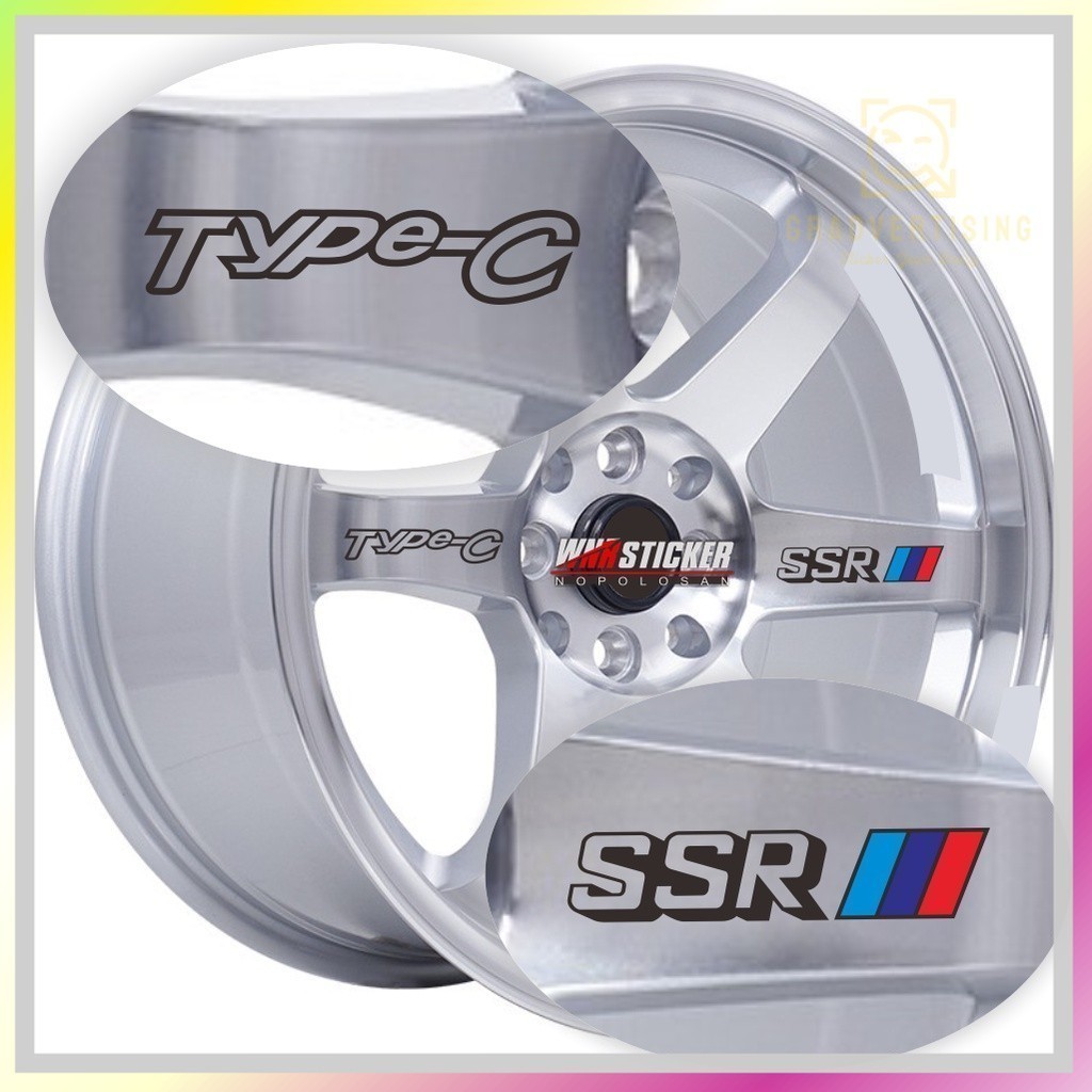สติ๊กเกอร์ตัด Car RACING Rims ssr type c 1 ชุด 8 CUTTING สติ๊กเกอร์ ...