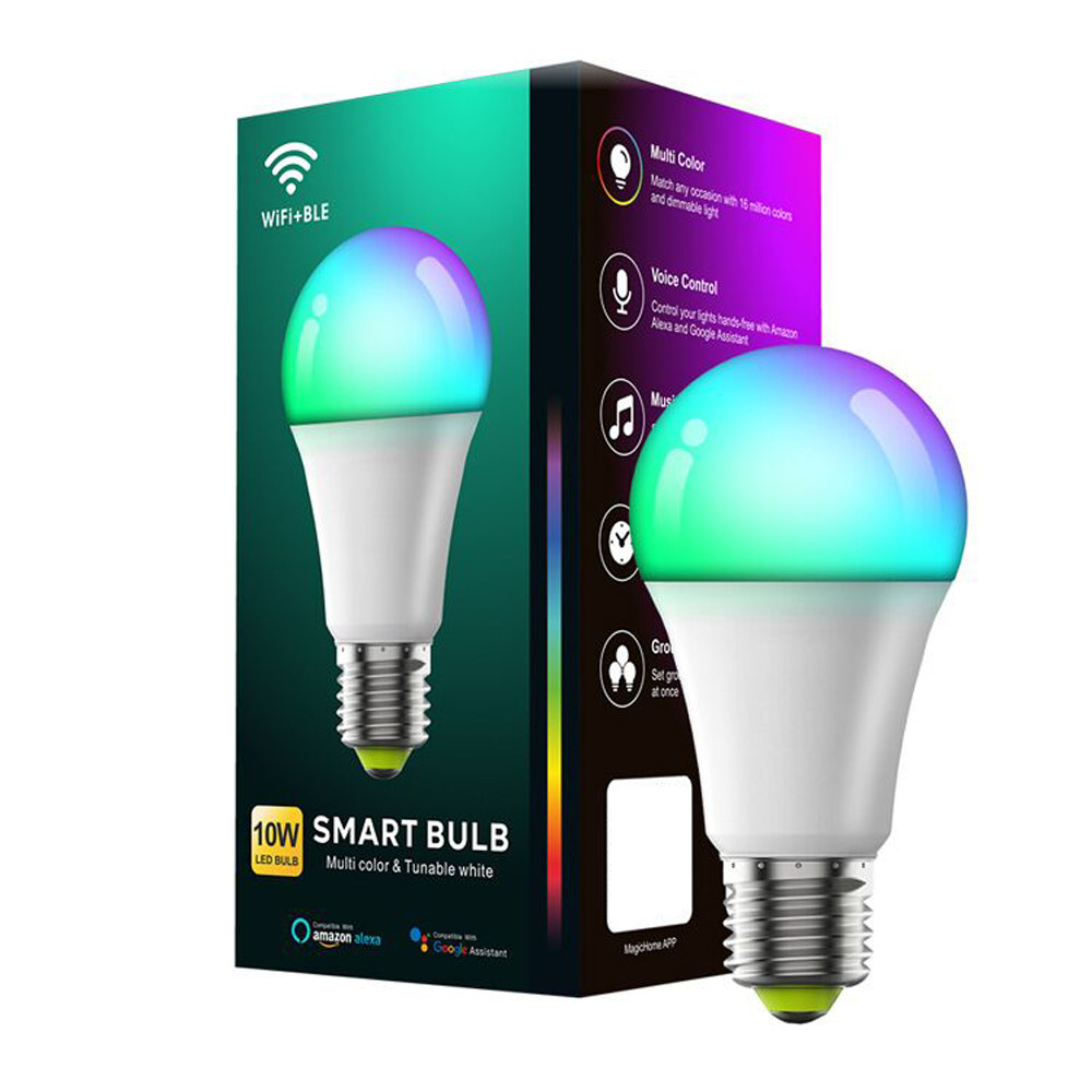 หลอดไฟ LED อัจฉริยะ Wi-Fi พร้อมตัวจับเวลาระยะไกล หลอดไฟเปลี่ยนสีหรี่แสงได้ ทํางานร่วมกับแอพ ...