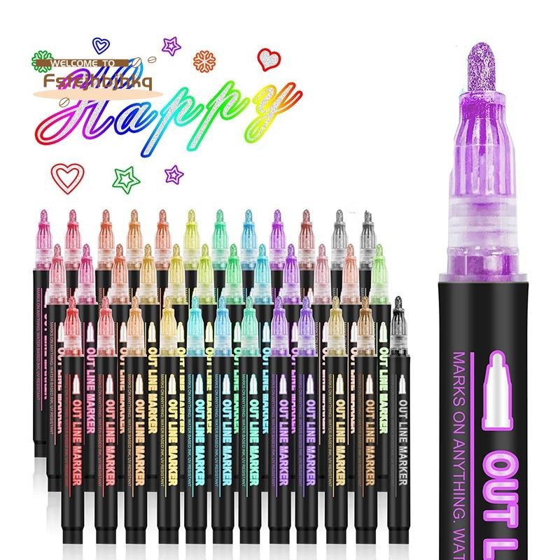 fsfejhbjhkkq1Set Double Line Outline Markers Plastic | Shopee Thailand