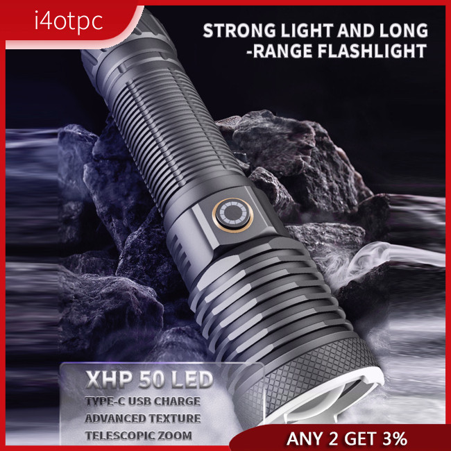 I4otpc ไฟฉาย Led 30w Xhp50 ซูมได้ 4 ระดับ สว่างมาก แข็งแรง Tybe-c ชาร์จ Usb | Shopee Thailand