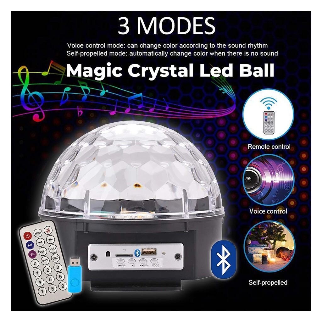 ไฟ LED Crystal MAGIC BALL Light MP3 USB ลำโพง LED DISCO Ball LED Magic ...
