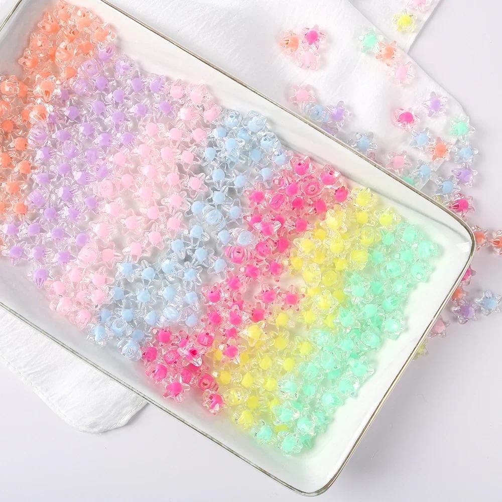 20pcs 11 มม.อะคริลิค Star ลูกปัด Multicolor Pentagram Spacer ลูกปัด ...